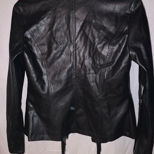 Her | Jackets & Coats | Black Leather Jacket With Gold Chain And ...